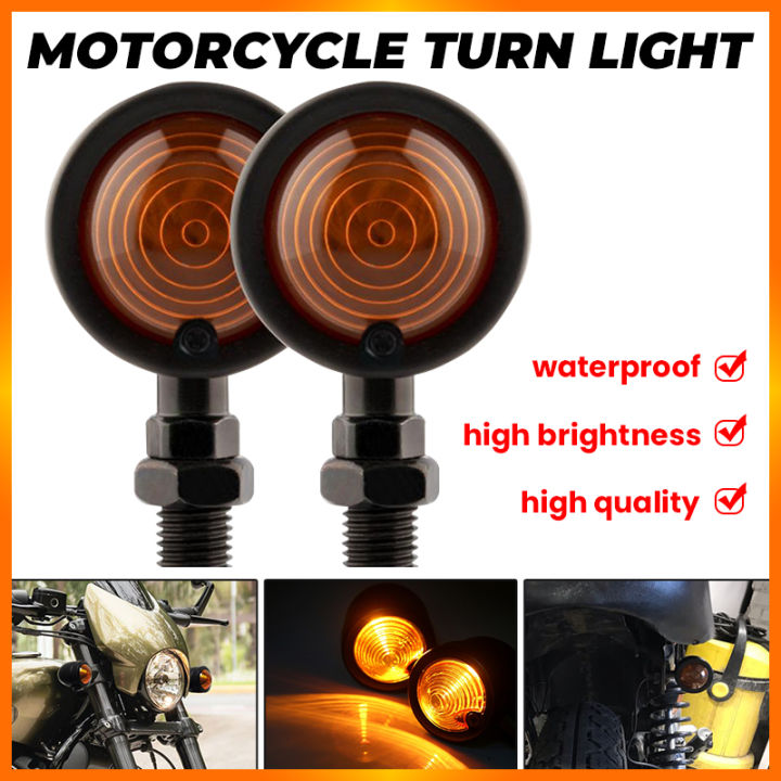 E&M 2pcs Motorcycle Turn Signal Indicator Amber Blinker Lights Black ...
