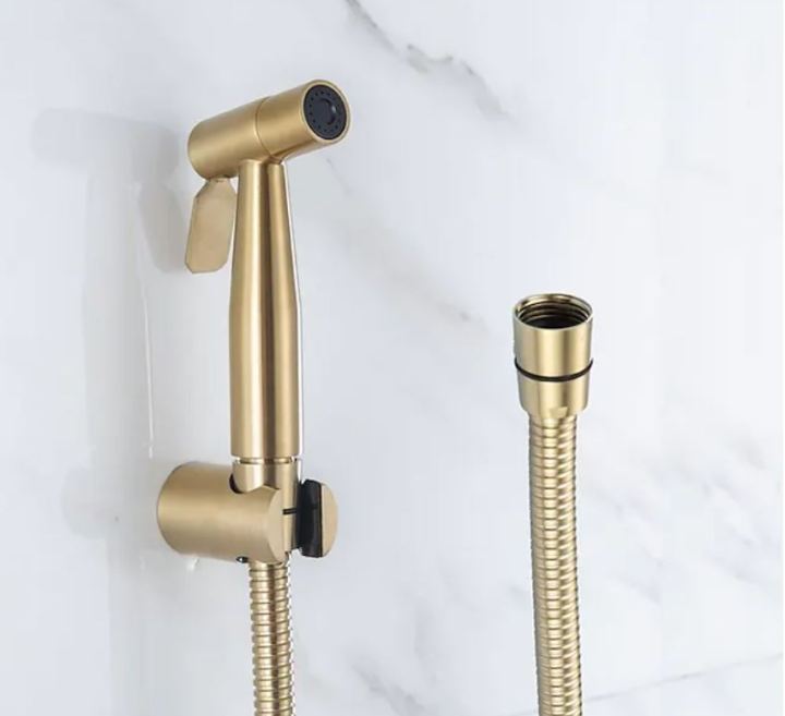 GOLD Bidet Toilet Sprayer Set 3 in 1 Stainless Brushed Gold Shattaf ...