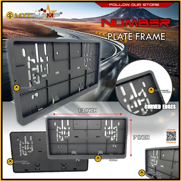 7"X13" CAR NUMBER PLATE FRAME SHORT CASING- BLACK | Lazada