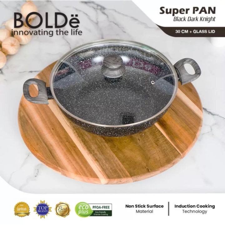 BOLDe Super Pan 2 Ear Wok (Wajan) 30cm + Lid Black Dark Knight | Lazada ...