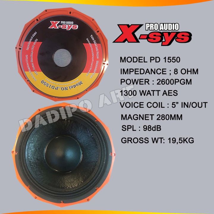 Speaker Xsys X-sys Komponen Speaker PD1550 Subwoofer 15inch 1300 watt ...