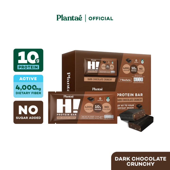 Plantae Hi Protein Bar : รส Dark Chocolate Crunchy : โปรตีนพืช โปรตีน ...