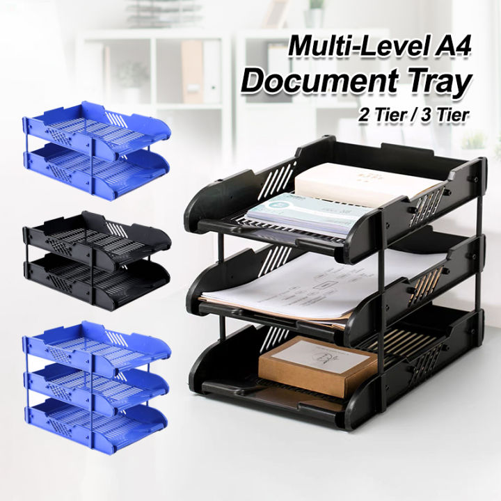 Craft.E Plastic Document Tray 2 Tier and 3 Tier Stackable Multi-level ...
