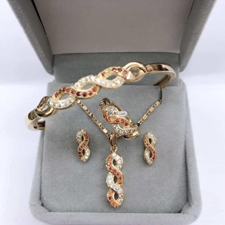 SPARKLE Jewelry 18k Bangkok rose Gold Crystal Jewelry Set FREE Box SP50 | Lazada PH
