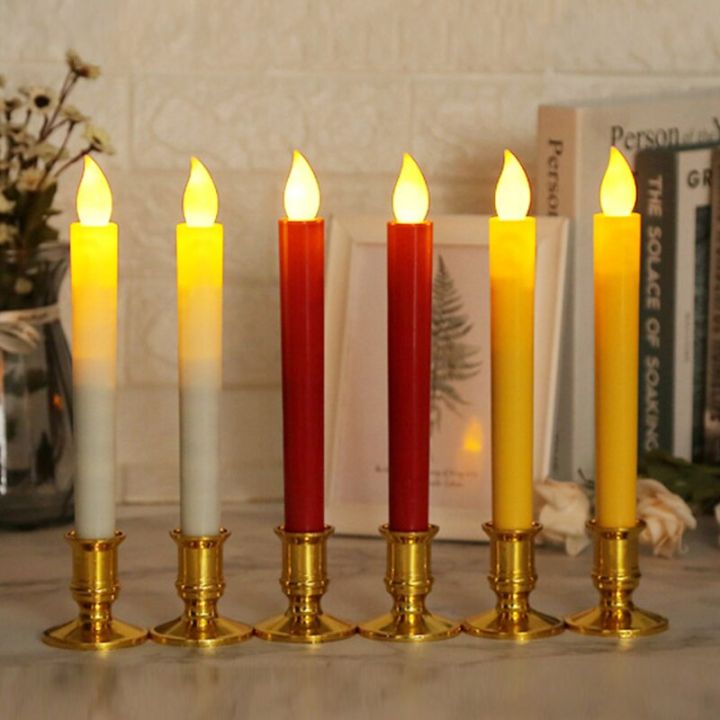 1 Pair Led Long Pole Candle Electronic Candle Stick Tapered Candle Lamp ...