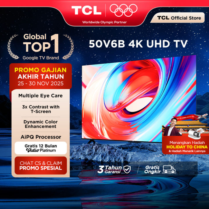 TCL 50 Inch V6B 4K Google TV - Smart UHD - T-Screen - Dolby Audio ...