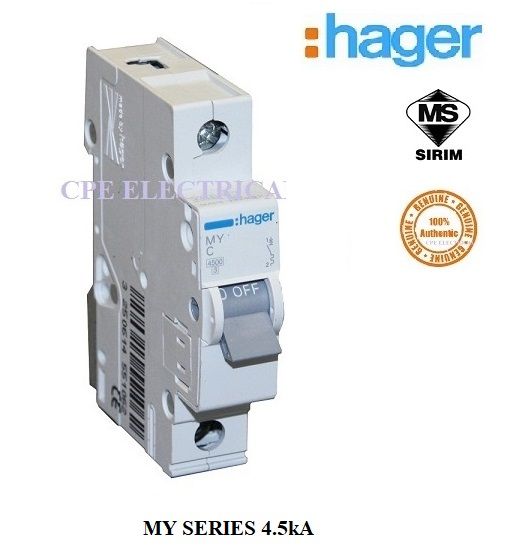 Hager MY 6A 10A 16A 20A 32A 40A 1P MCB 4.5kA WITH SIRIM APPROVE | Lazada