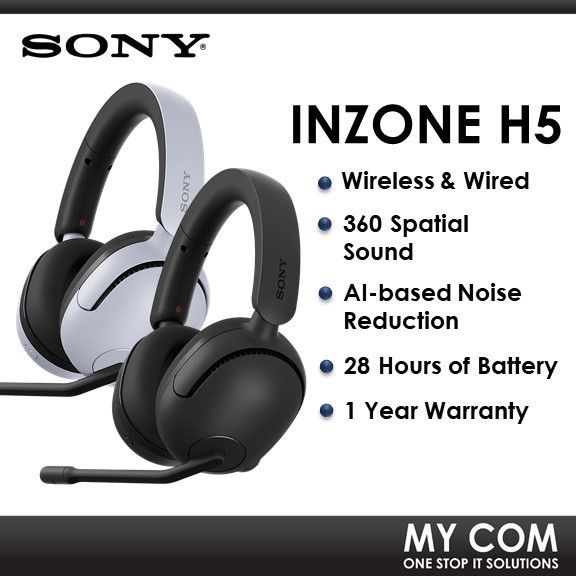 Sony INZONE H5 Wireless Gaming Headset With AI-based Noise Reduction ...