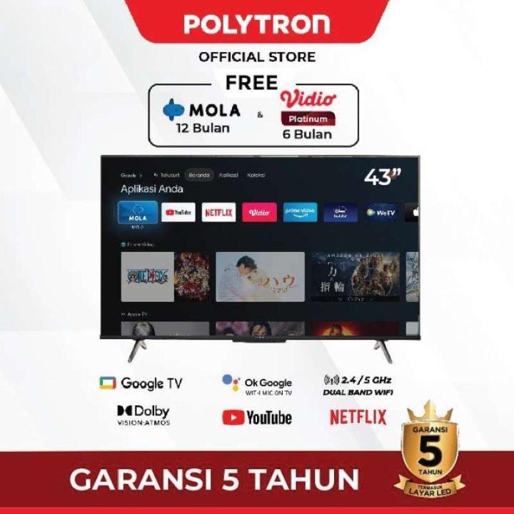 LED TV Polytron Smart Google TV 43 inch PLD 43UG5959 Garansi Resmi ...