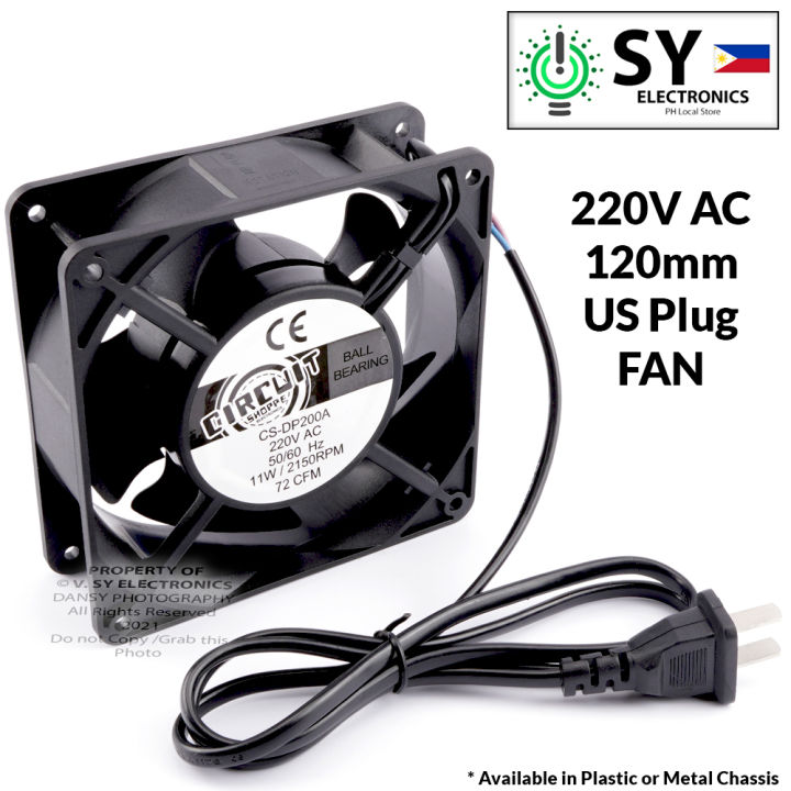 Circuitshoppe CS-DP200A 220V AC 120mm Blower 72CFM Exhaust Ball Bearing Cooling Fan 220VAC ...