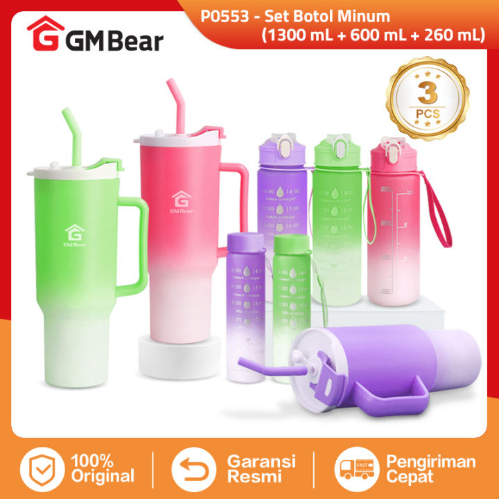 GM Bear Set Botol Minum Warna Gradasi (1300 mL + 600 mL + 260 mL) P0553 - 3in1 Water Bottles ...