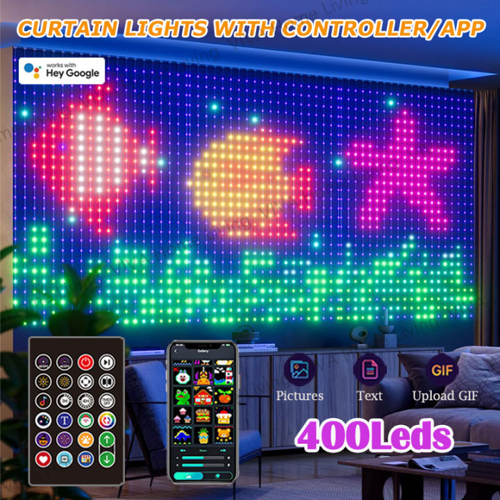 400LED Smart Curtain Lights, Hanging Dynamic DIY Color Changing Wall ...