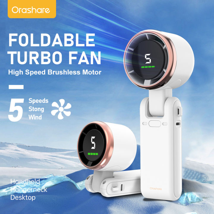 Orashare HF03Pro Foldable Turbo Fan 4000mAh Battery Digital Display ...
