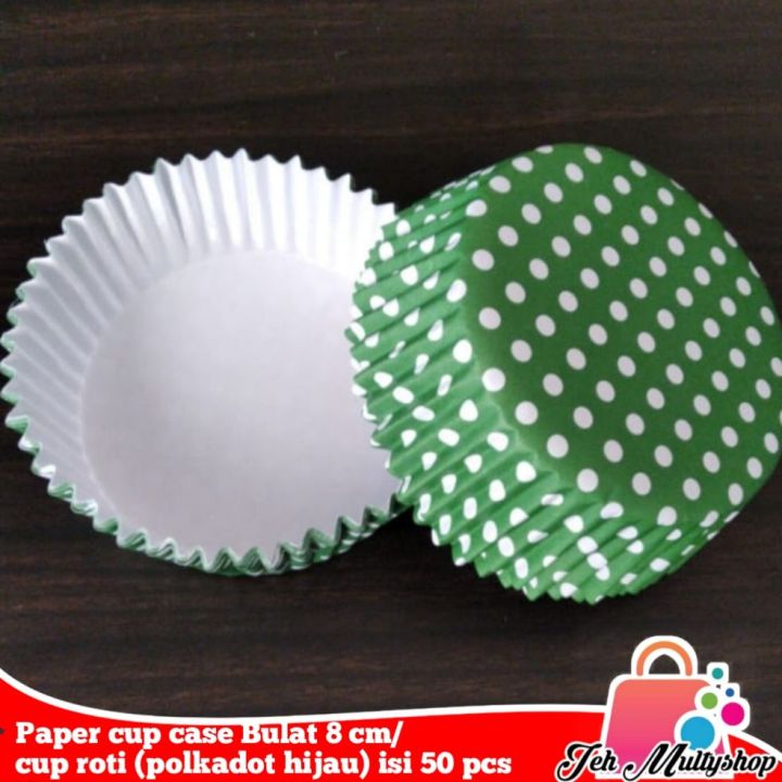 Paper cup case Bulat 8 cm/cup roti (polkadot hijau) isi 50 pcs | Lazada ...