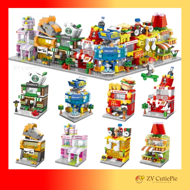 Mini Lego Street View Block 💕Ready Stock💕 Hawker Stall Micro Block Nano ...