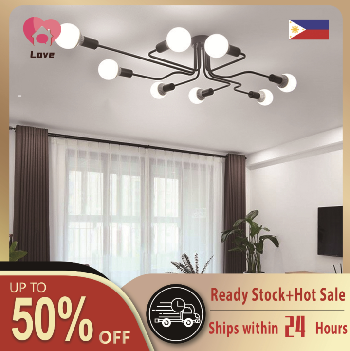 Chandelier Ceiling Sala Way Retro Ceiling Light Metal Industrial Spider ...