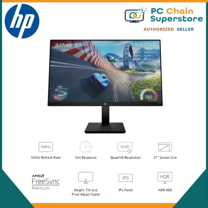 HP X27Q 2K HDR Gaming Monitor - 27" QHD 1440P IPS | 165hz | 1ms ...