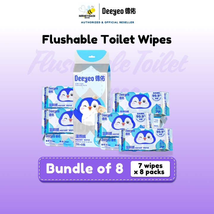 Deeyeo Flushable Toilet Wipes 7 Wipes/Pack (Bundle of 8) | Lazada