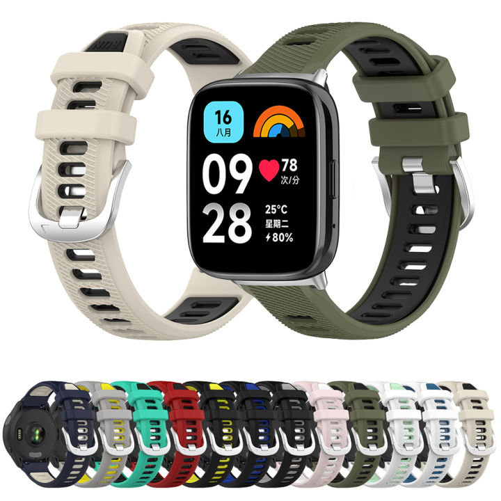 For Redmi watch 3 Active strap double color run sports silicone soft ...