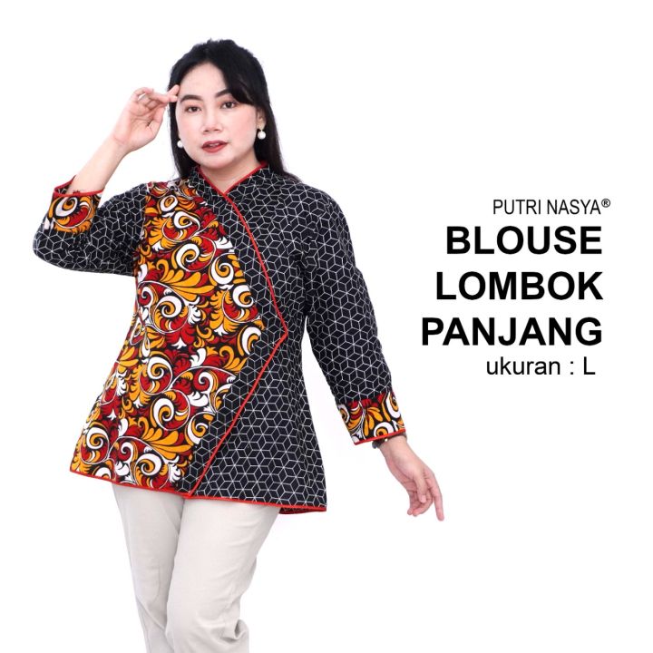 Atasan Batik Jumbo Wanita Blouse Big Size Wanita Formal Kantor Lengkap