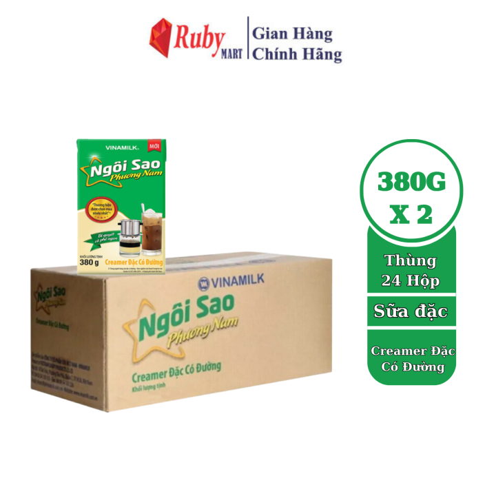 Combo 2 Thùng 48 hộp sữa đặc Ngôi Sao Phương Nam xanh lá Hộp giấy 380g ( 24 hộp / thùng ...