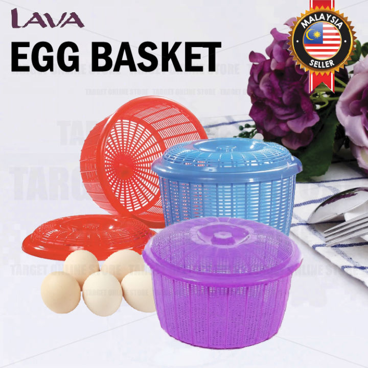 LAVA EB584 Egg Basket With Cover Kitchen Round Container / Bakul Telur ...