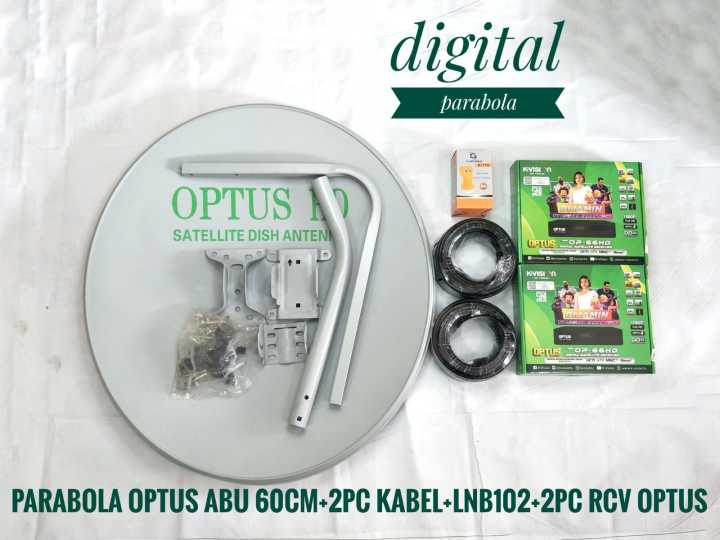 Parabola Optus Abu 60cm + Receiver Optus Untuk 2Tv- Parabola Mini Optus ...