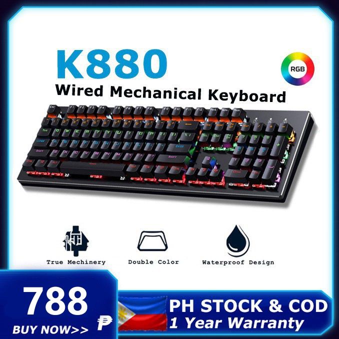 Mechanical Keyboard K880 K550 F2088 Wired Gaming Keyboard USB RPB 104Key Apply to PC laptop ...