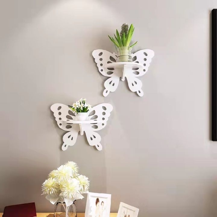 Tebru Butterfly Shape Storage Rack Wall Shelf Rural Style Home ...
