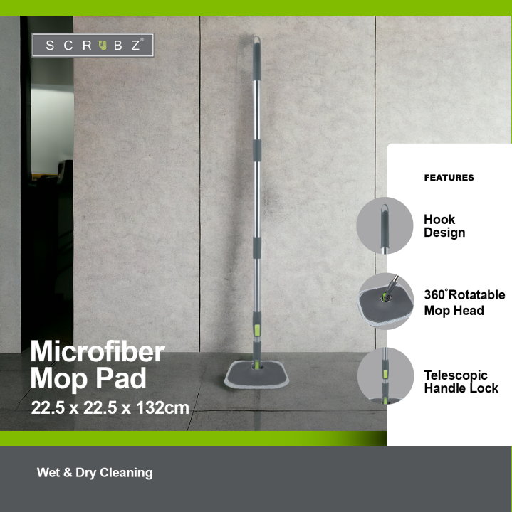 SCRUBZ Premium 360° Microfiber Square Spin Mop with Bucket, Tornado ...