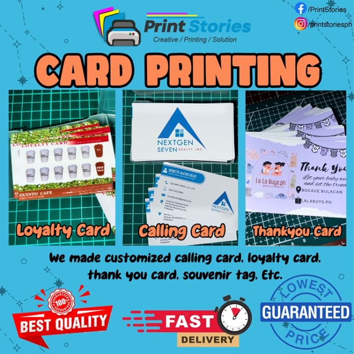 Calling Card , Thank You Card, Loyalty Card Non Fading Print | Glossy ...