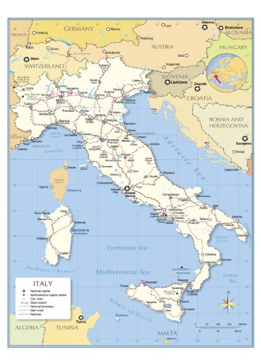 Italy Political Map Waterproof A4 Laminated Chart | Lazada PH