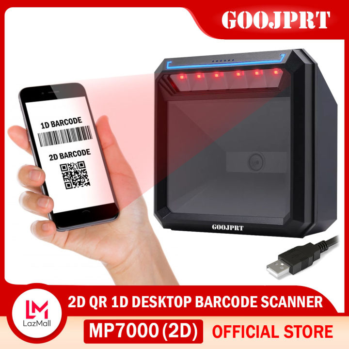 GOOJPRT MP7000 1D 2D Desktop Barcode Platform Scanner USB Wired Barcode ...