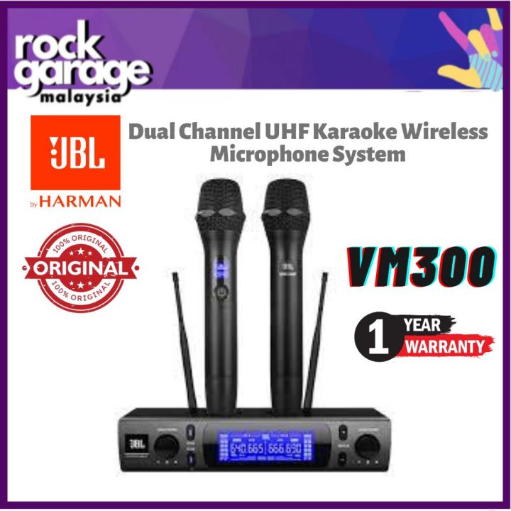 JBL VM-200 VM-300 Dual Channel UHF Karaoke Wireless Microphone System ...