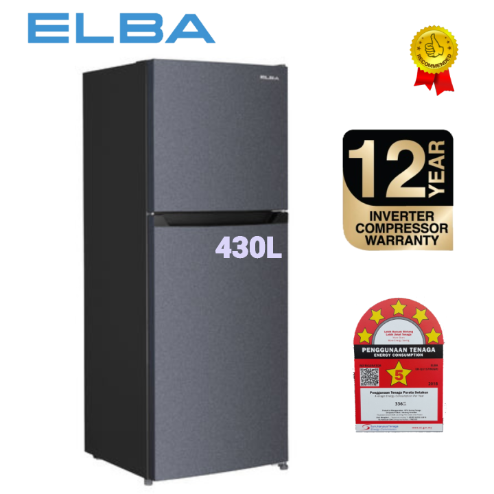 [2 + 12 Years Warranty] Elba (5 STAR) Matt Gray Inverter Refrigelator ...