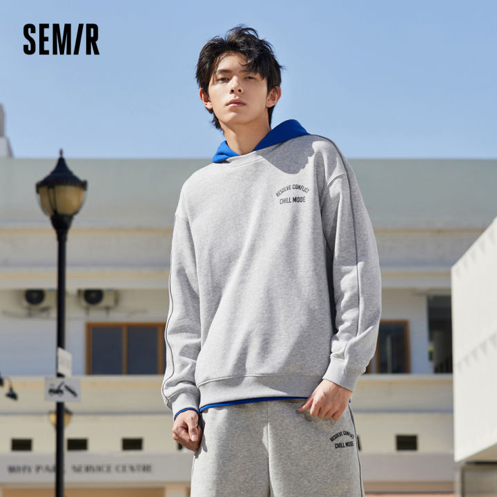Semir สูทผู้ชาย2022ต้นฤดูใบไม้ผลิใหม่จดหมายพิมพ์กีฬาสไตล์หลวมเด็กพลังถักสองชิ้นชุดแนวโน้ม ...