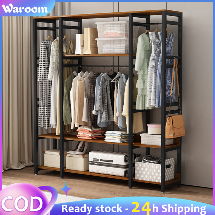 WAROOM Cloth Wardrobe Rack Cabinet Simple Style Coat Rack Multi-Purpose ...