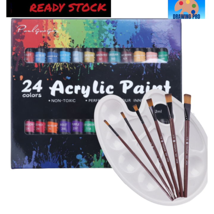 High Grade 24 Color Acrylic Paint used for painting canvas , color ...