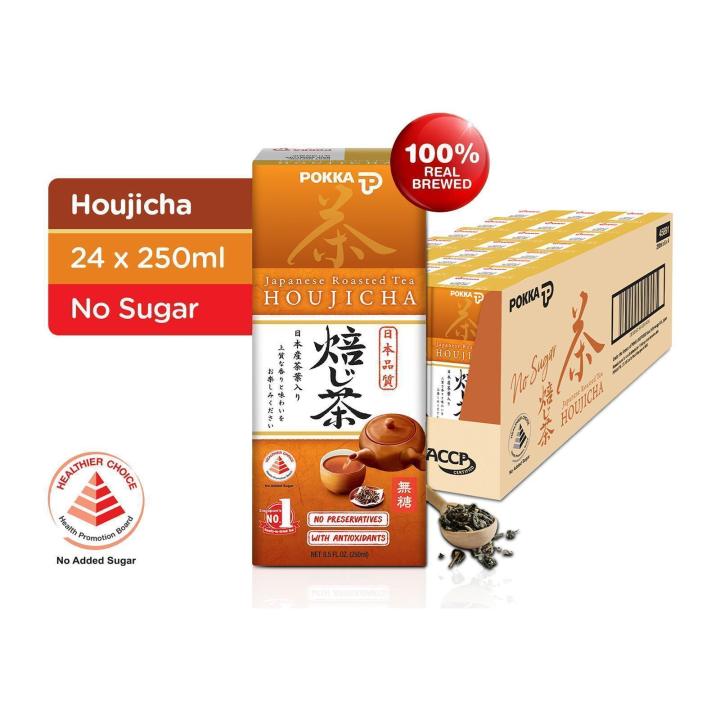 Pokka Houjicha Japanese Roasted Green Tea No Sugar 250ML x 24 - Case ...