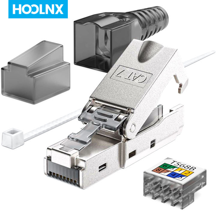 HOOLNX Tool-Free RJ45 connectors，CAT8 CAT7 CAT6A Tool-Free Shielded RJ45 Termination Plug ...
