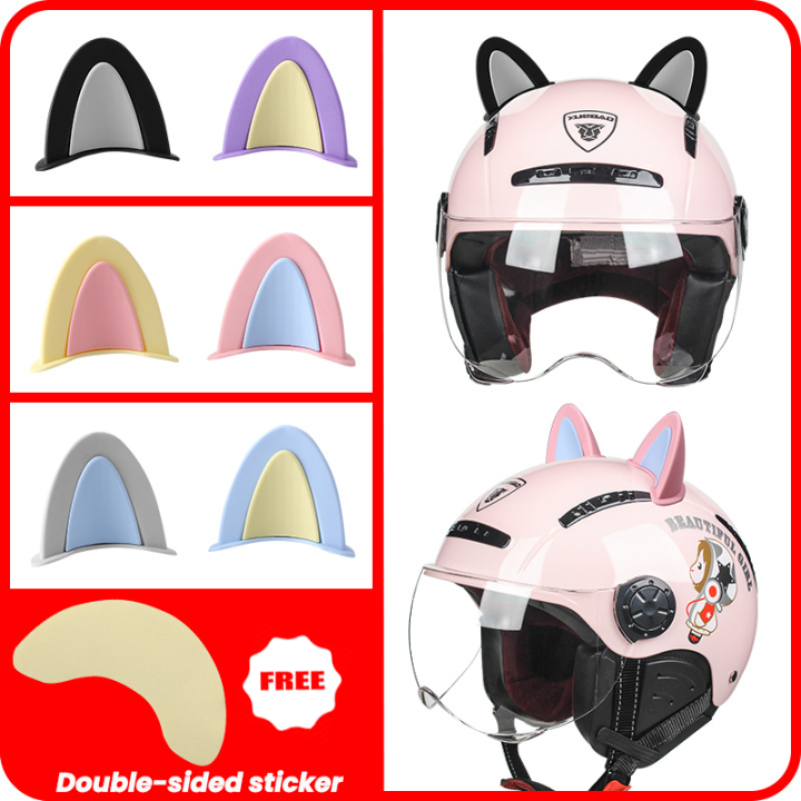 A Pair Helmet Cat Ears Decorations Motorcycle Accessories Helmet ...