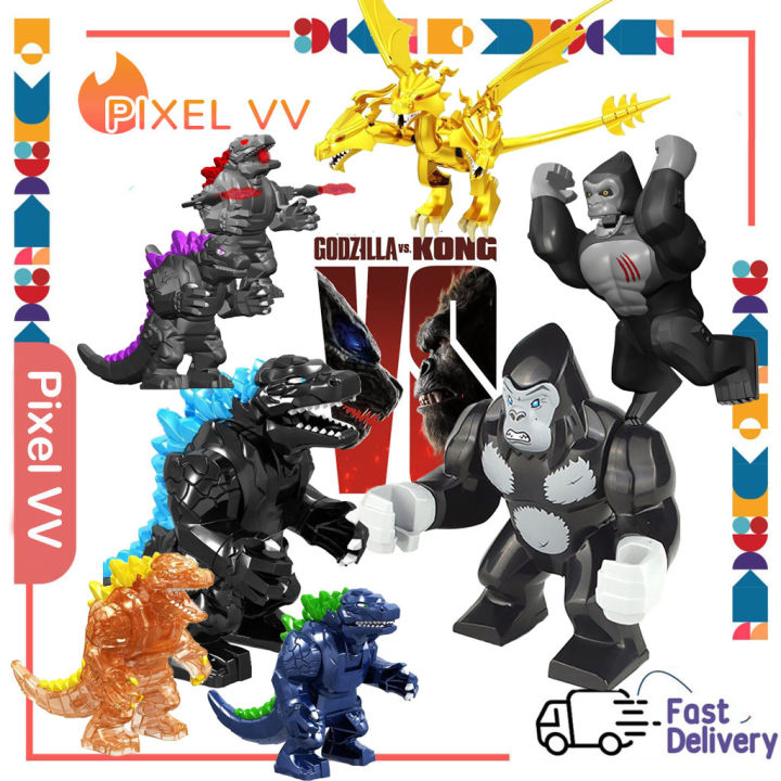13cm King Kong Godzilla Minifigures Big Figure Building Blocks Toy ...