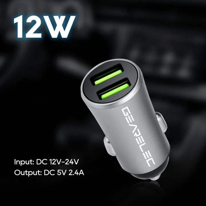 [Stok Lokal+COD]GEARELEC USB Charger Mobil Mini 12W Dual USB Charger ...