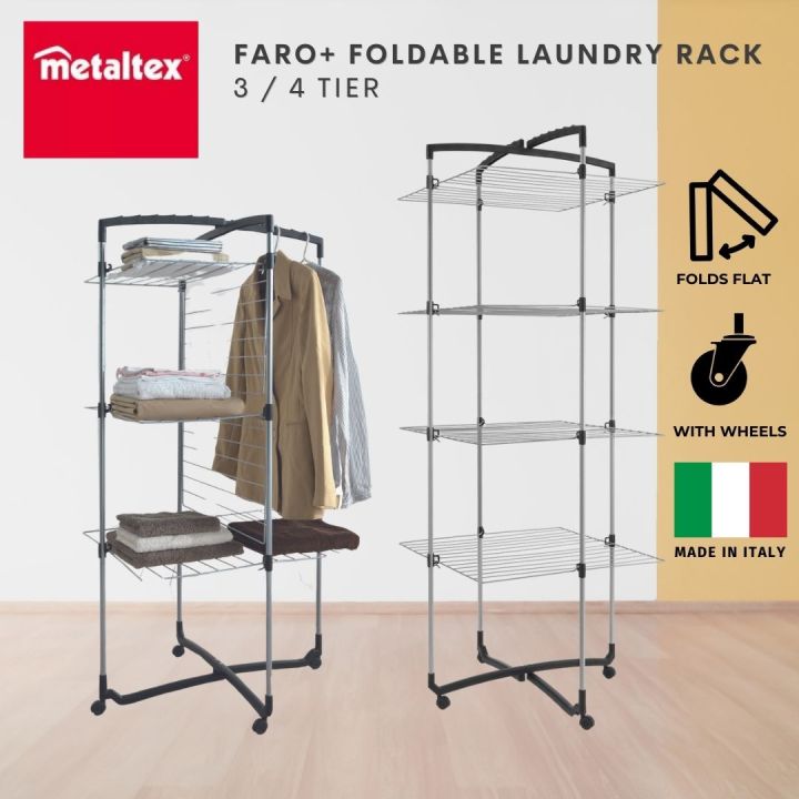 METALTEX FARO Laundry Dryer Rack Standing 3 Tier 4 Tier Clothes Hanging ...