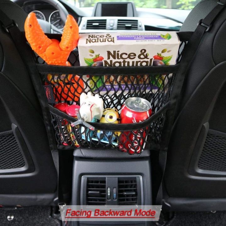 Car Net Bag Organizer 3 Layer Fits All Cars Holder Barrier of Backseat ...