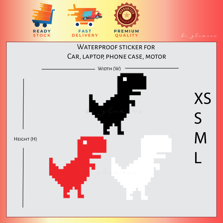 Google Dinosaur Sticker tyrannosaurus stiker t rex reflective ...