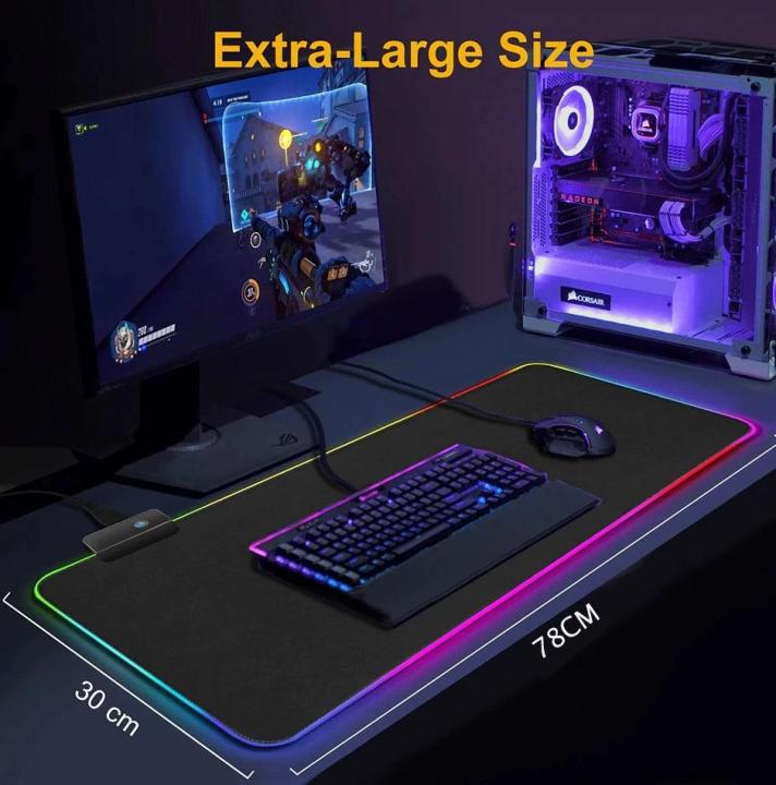 Large RGB Colorful LED Lighting Gaming Mouse Pad(780*300*4mm) | Lazada PH