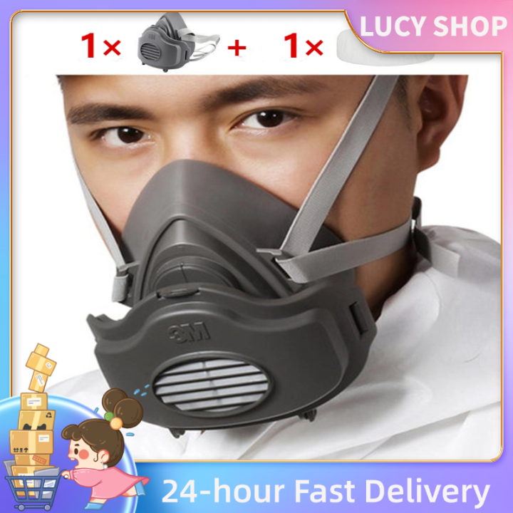 【Ready Stock】3M 3200 3 in 1 Gas Masks 10pcs 3701CN Filter Cotton Half ...