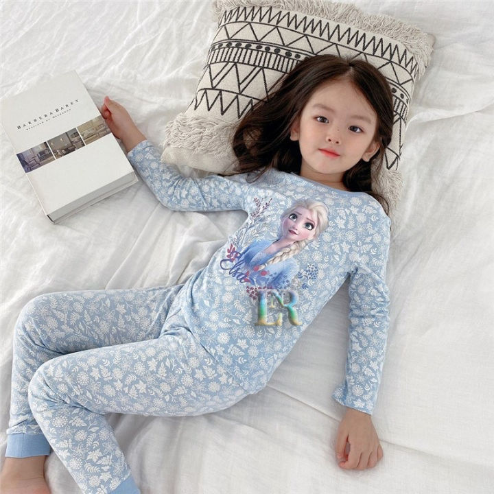 LNR Shop PA-018 Piyama Anak Perempuan Frozen Elsa Baju Tidur Setelan ...