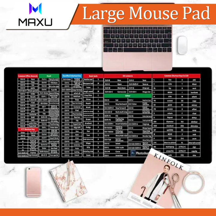Premium Large Mouse Pad Office Keyboard Function Shortcut Key Desk Mat ...